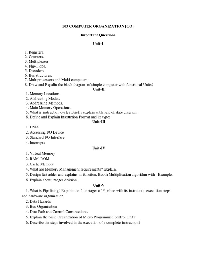 CO Important Questions | PDF