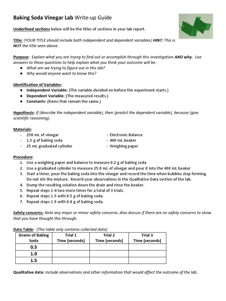 Baking Soda and Vinegar Lab Guide | PDF | Data | Data Analysis