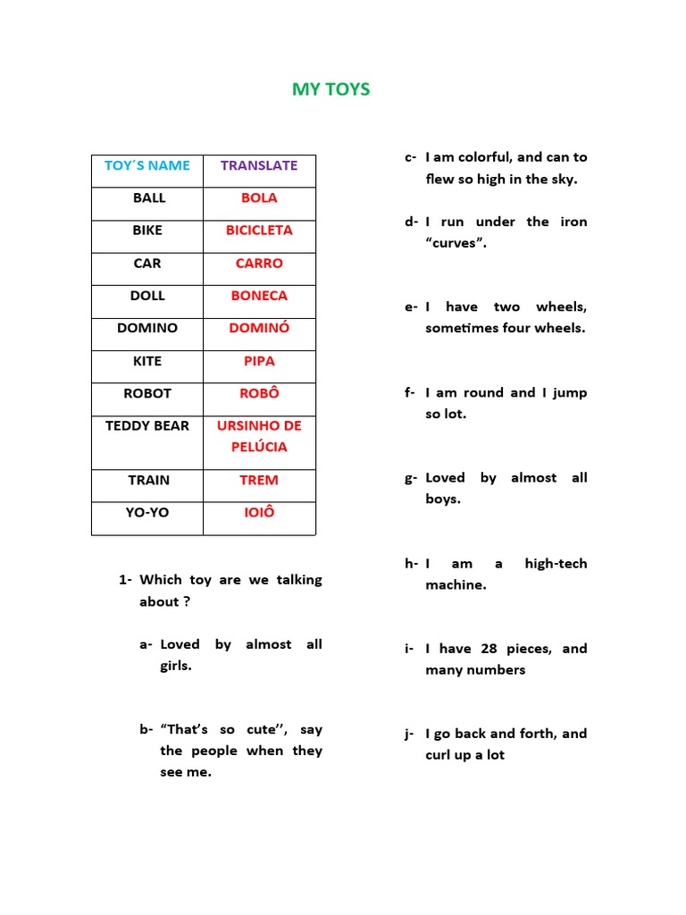 Kids' Toy Identification Guide | PDF | Home & Garden