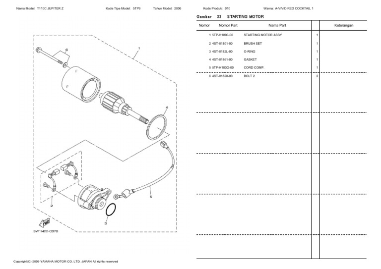 T110C Jupiter Z Starting Motor | PDF