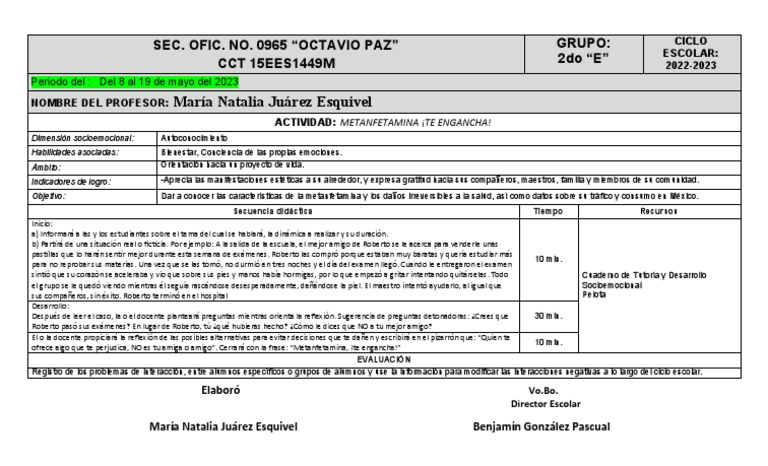 Educación Socioemocional 2E Plan de Trabajo 32 y 33 | PDF | Cognición