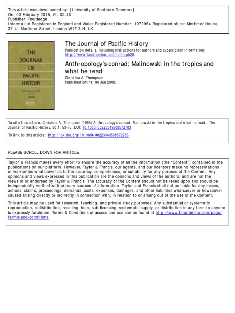 Anthropology's Conrad-Malinowski in The Tropics and What | PDF | Papua ...