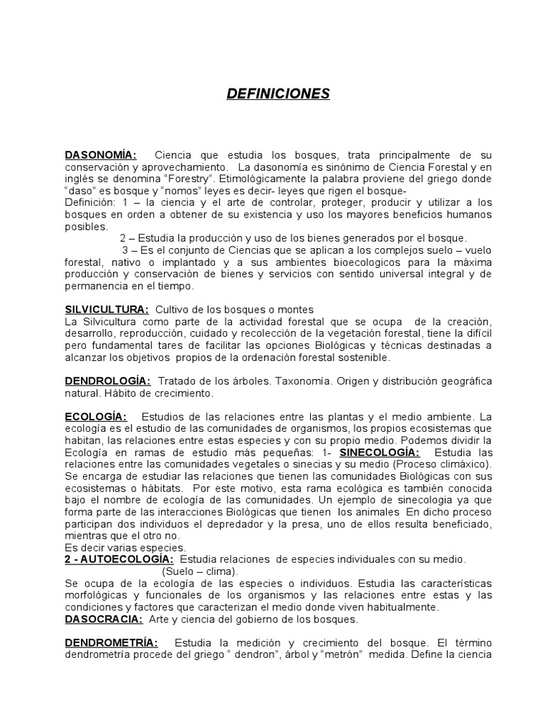 Dasonomia - Silvicultura | PDF | Los bosques | Arboles