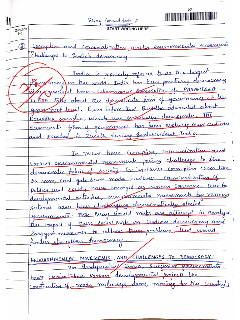 Topper Essay Evaluated Copy-Bhavni Sir | PDF