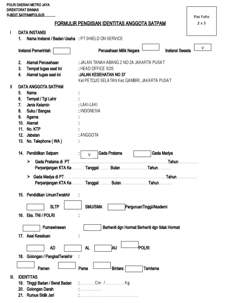 Formulir Kta 2021 | PDF