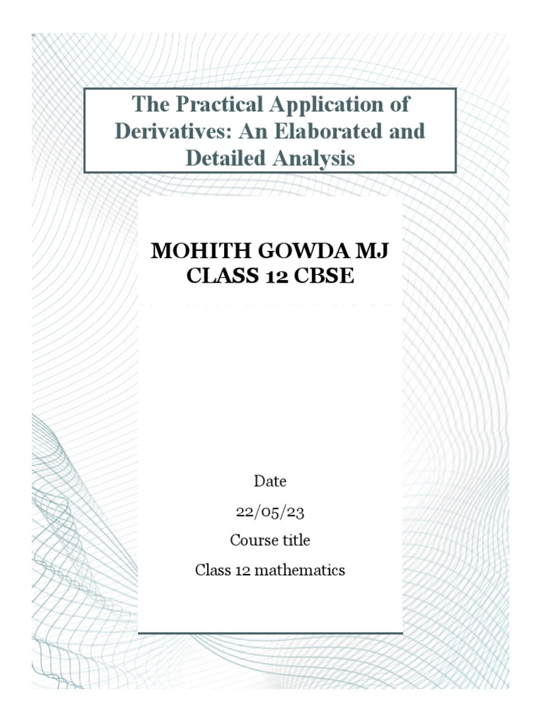 Maths Project | PDF | Derivative | Mathematical Optimization