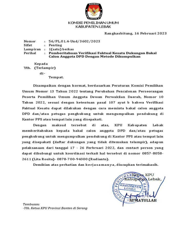 Surat Verifikasi Faktual Kesatu | PDF