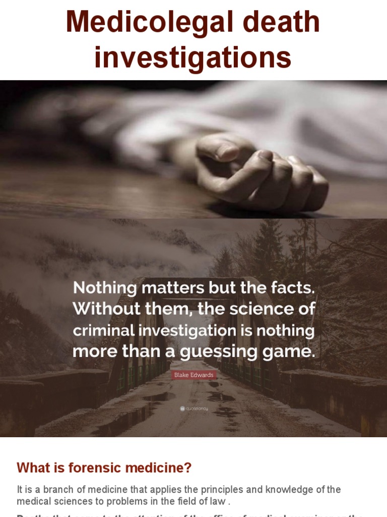 1 - Medicolegal Death Investigation | PDF | Coroner | Death