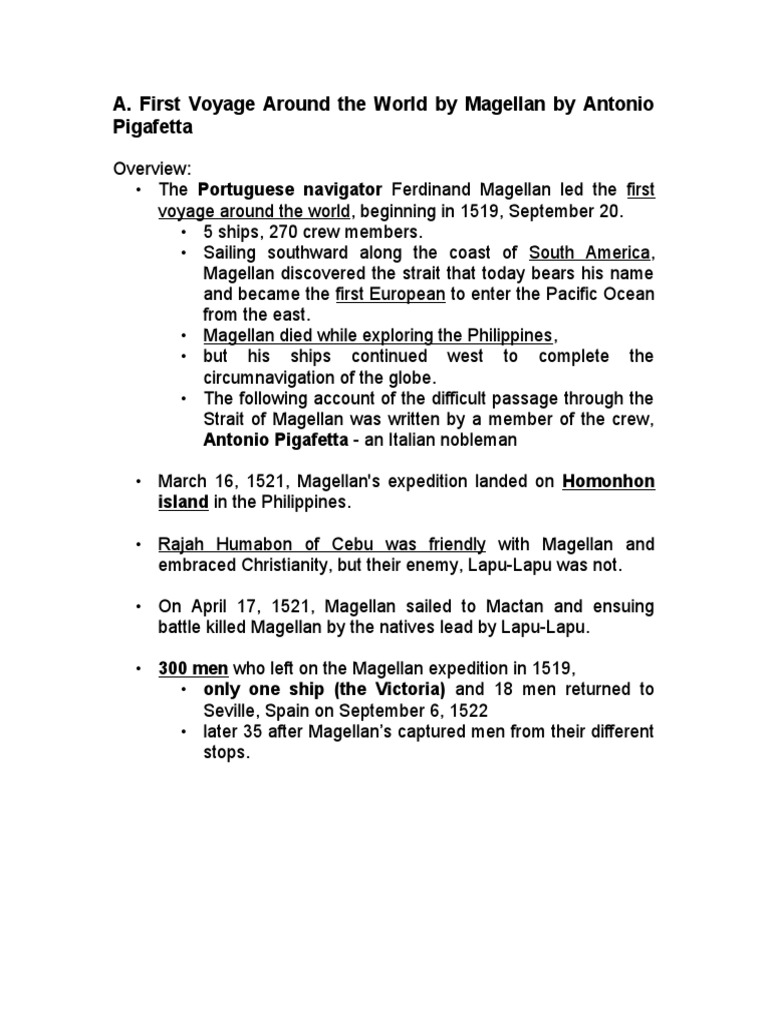 First Voyage Around The World by Magellan by Antonio Pigafetta | PDF