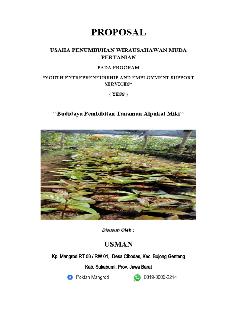 Proposal HK Usaha Pembibitan Alpukat Miki ... USMAN - REVISI New | PDF