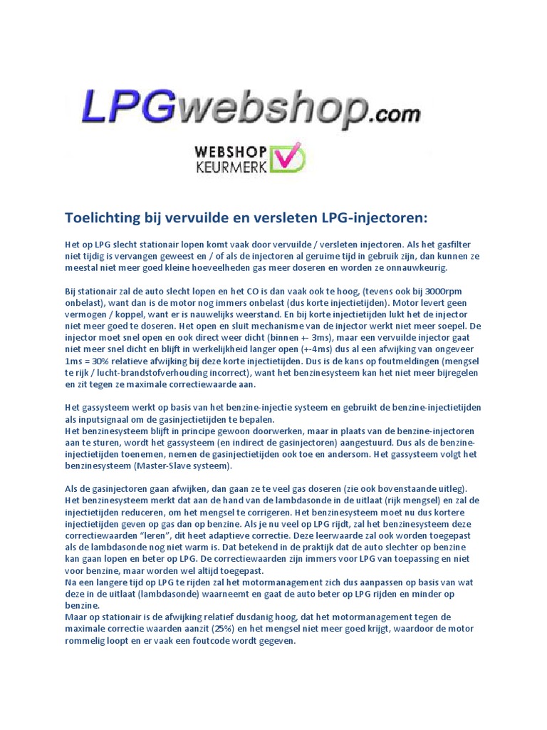 Toelichting Bij Vervuilde en Versleten Injectoren | PDF