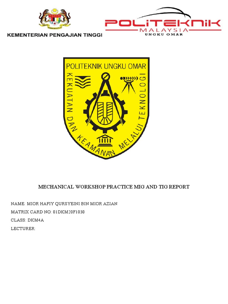 MIG and TIG Welding Workshop Report | PDF | Construction | Welding