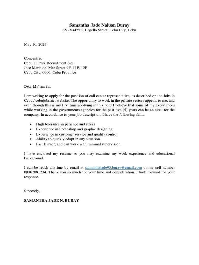 Application for Call Center Position | PDF | Career & Growth
