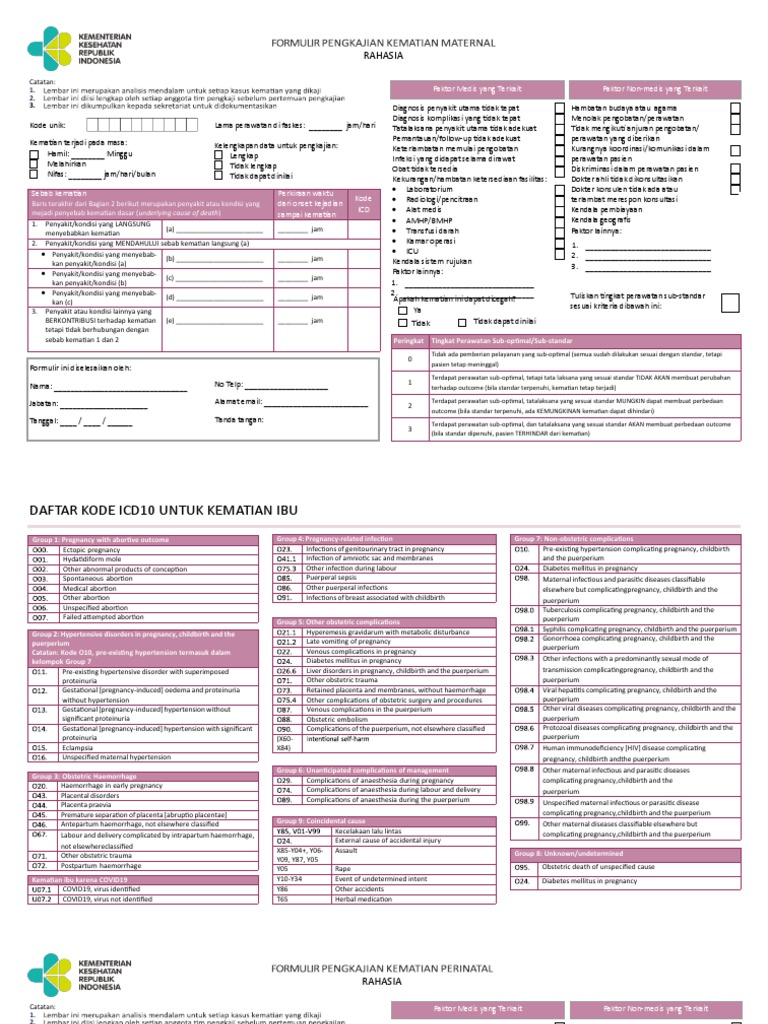 Formulir Audit Internal Dan Rekomendasi Kematian Perinatal | PDF