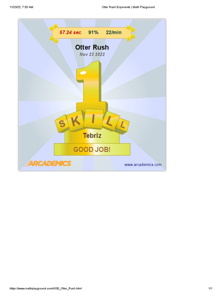 Otter Rush Exponents - Math Playground | PDF