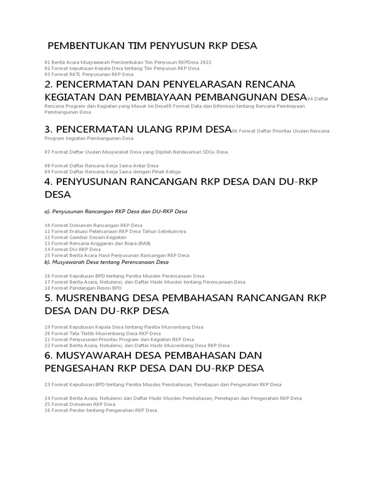 Pembentukan Tim Penyusun RKP Desa 2026 | PDF