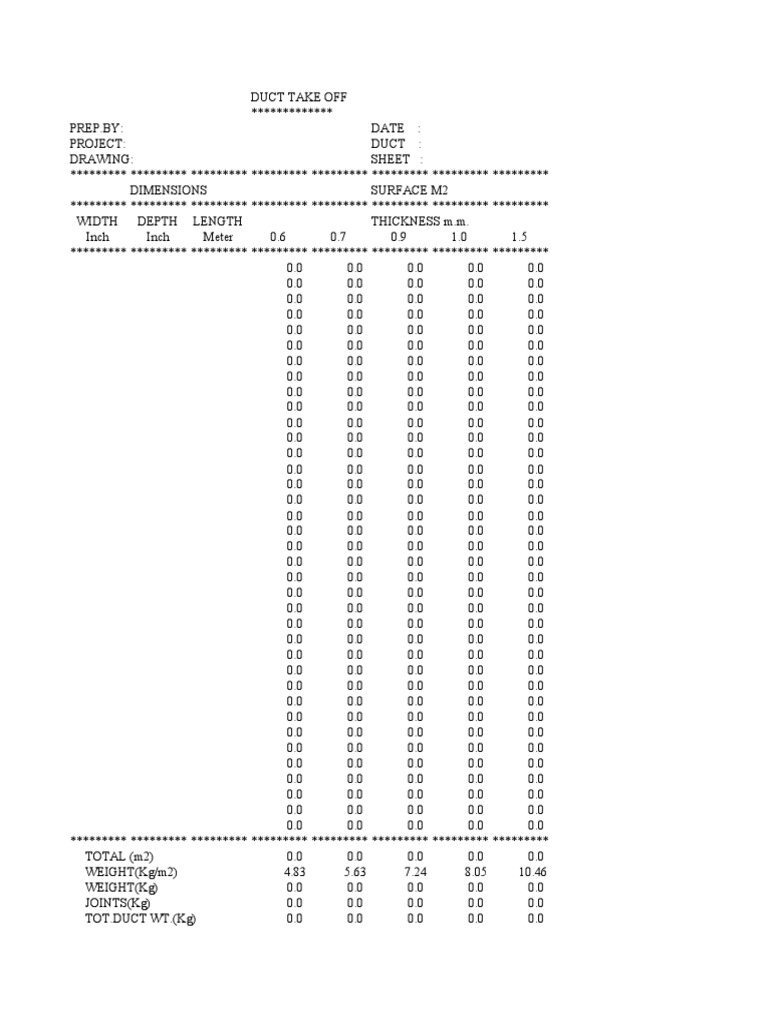 Duct Weight | PDF | Length