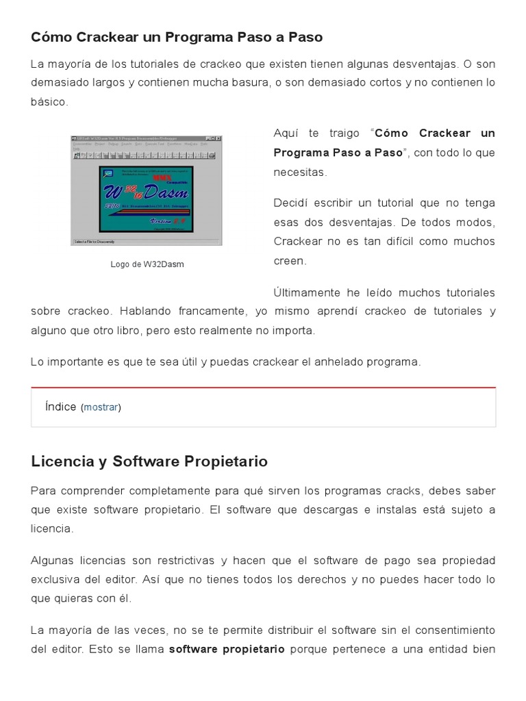 Cómo Crackear Un Programa Paso A Paso. Tutorial 2022 | PDF | Software | Unidad Central de ...