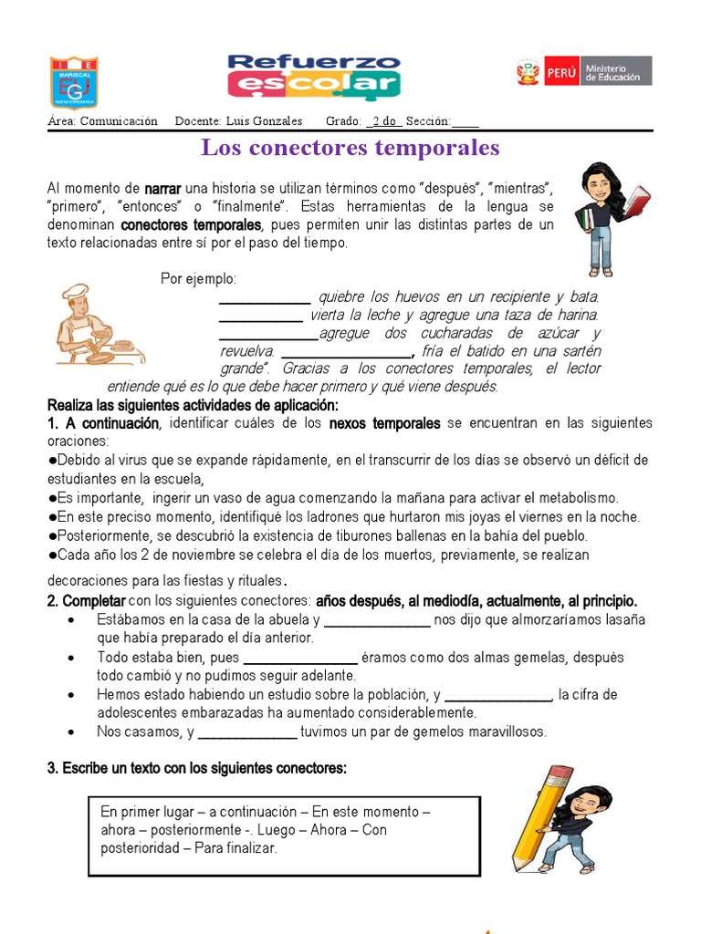 Ficha de Conectores Temporales 2 Do | PDF