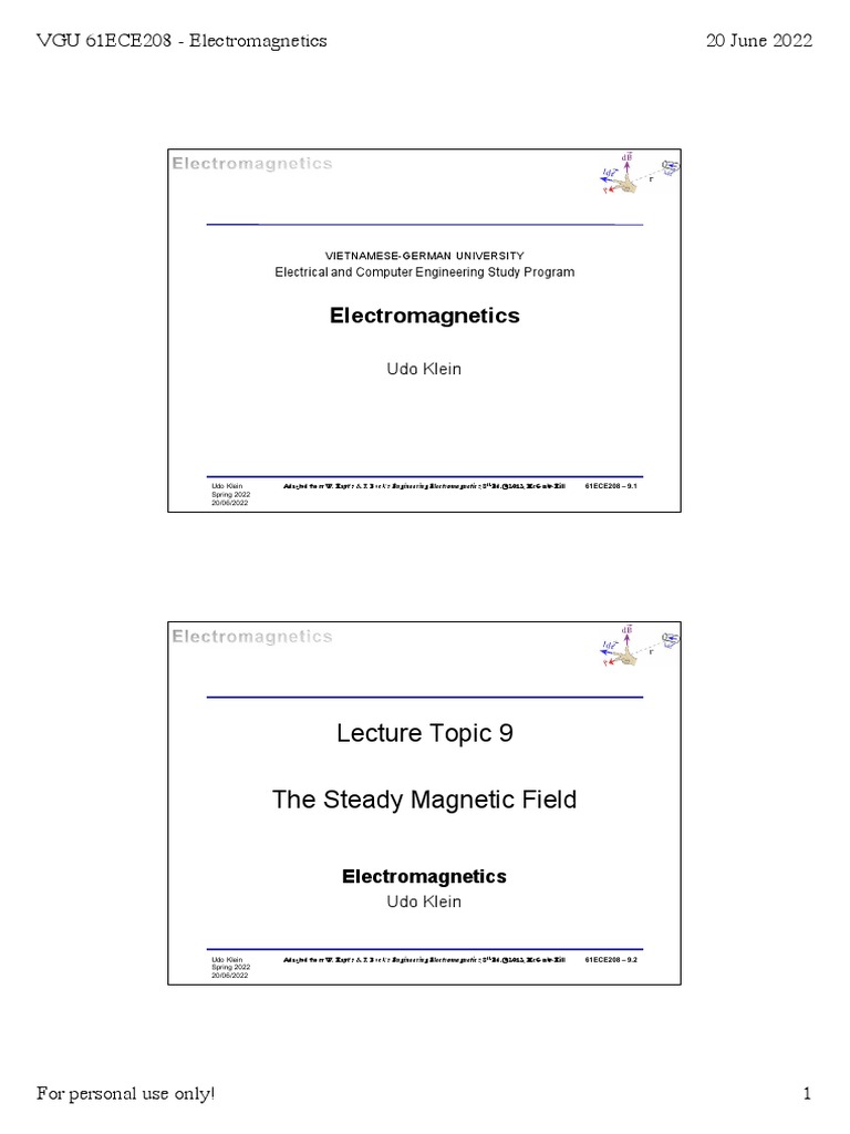 EM Lecture09 L - UdoKlein | PDF | Magnetic Field | Electric Field