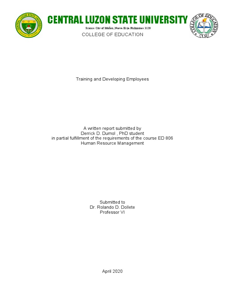 Written Report Training and Developing Employees | PDF | Educational ...