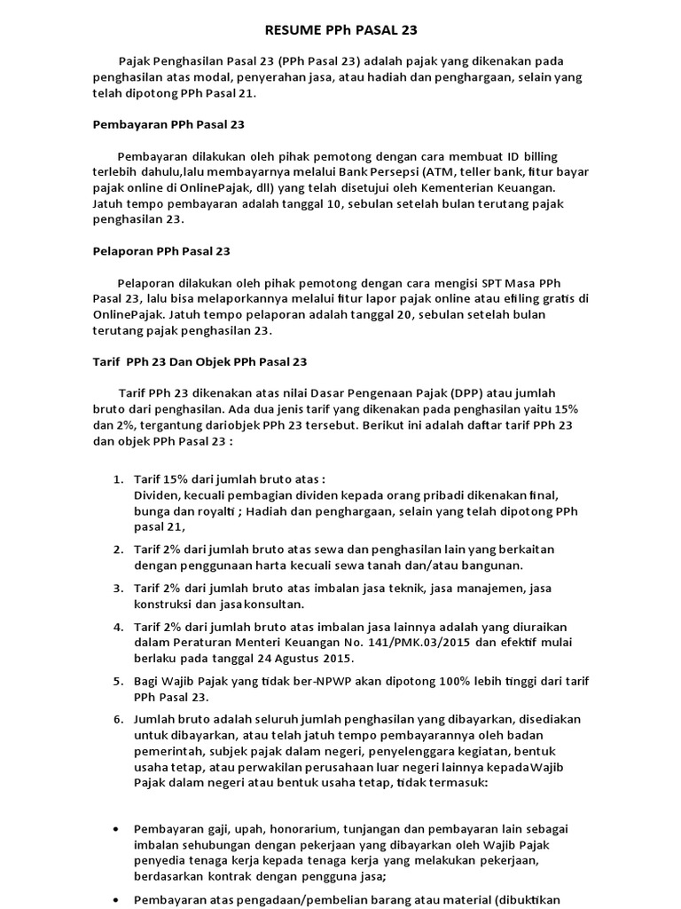 Panduan PPh Pasal 23 | PDF