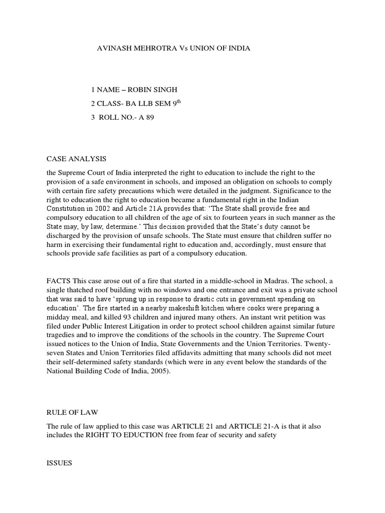 AVINASH MEHROTRA Vs UNION OF INDIA | PDF | Safety | Supreme Court Of India