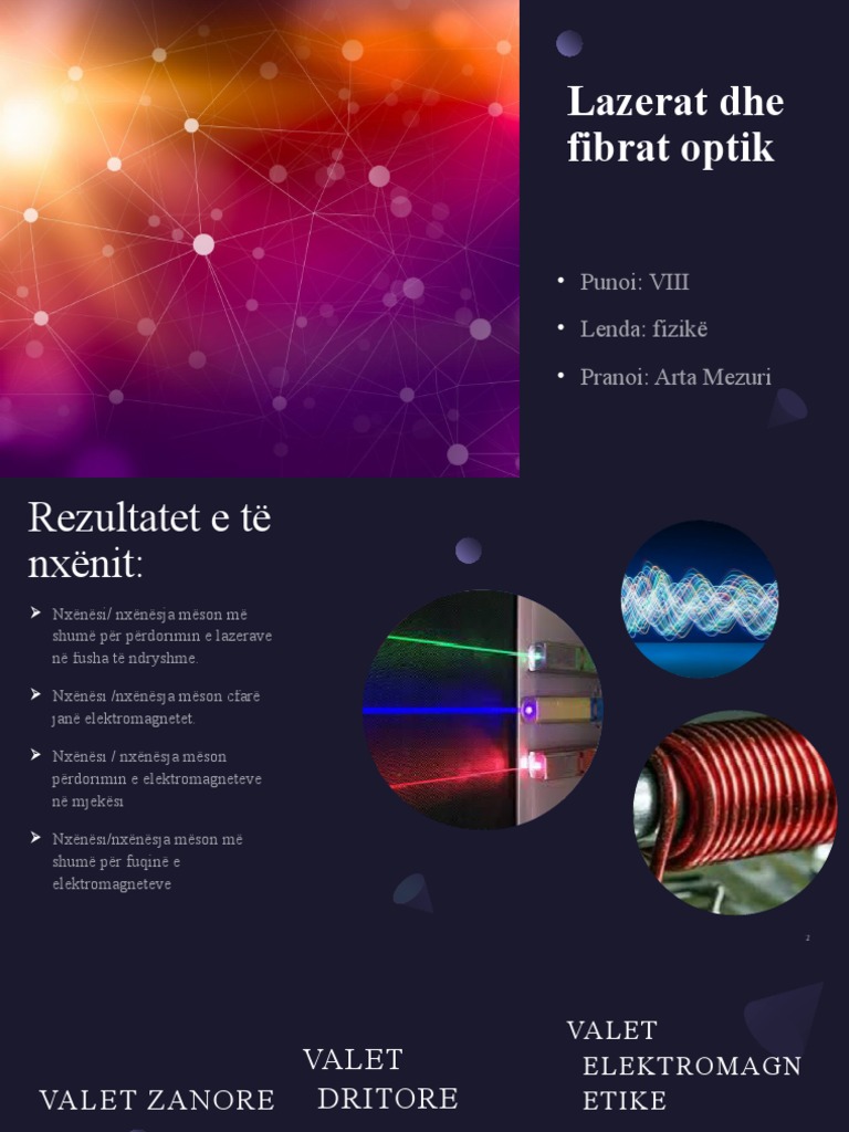 Lazerat Dhe Fibrat Optik: - Punoi: VIII - Lenda: Fizikë - Pranoi: Arta ...