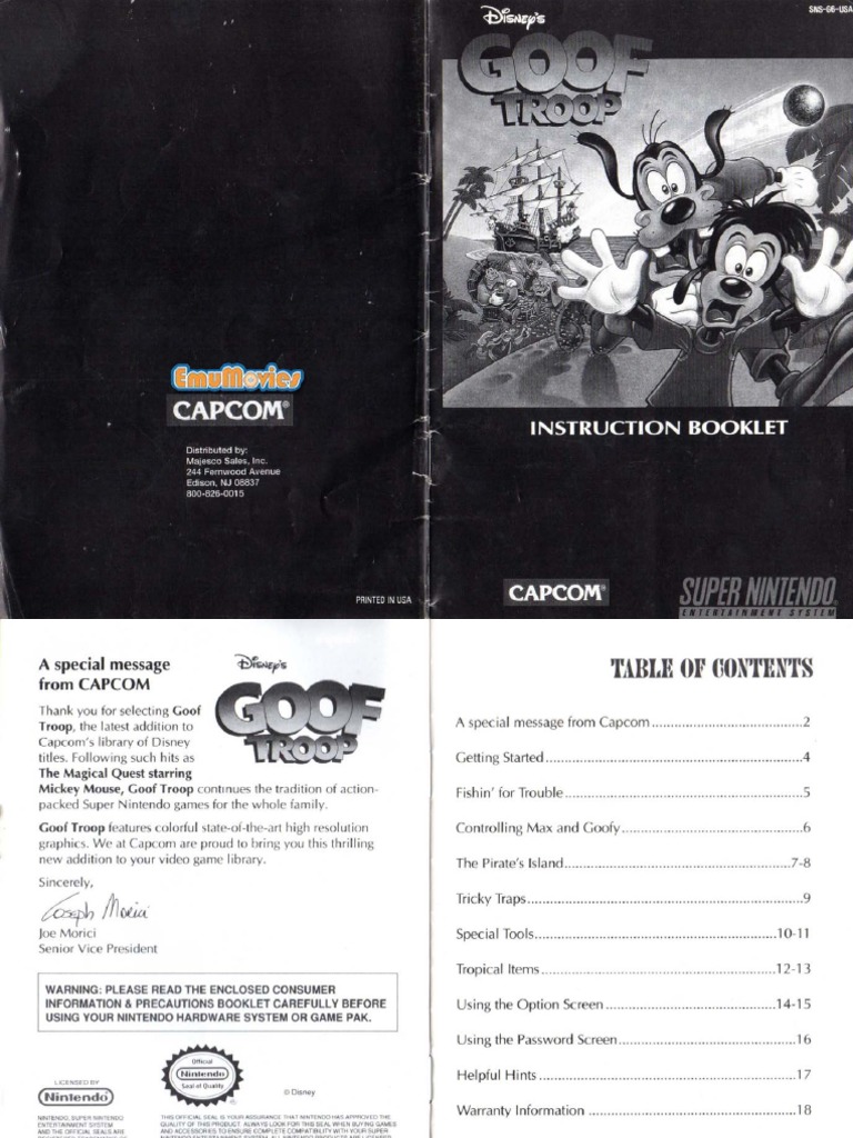 212 Goof Troop Super Nintendo Manual Usa | PDF