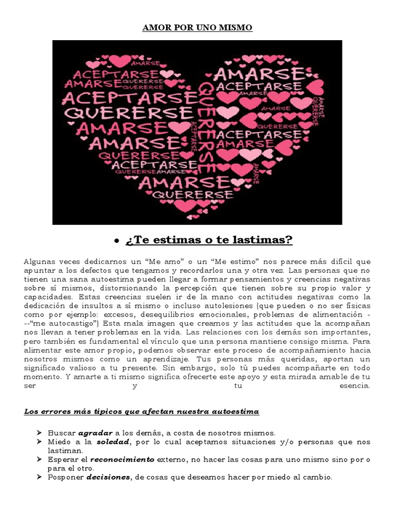 Amor Por Uno Mismo | PDF | Amor | Autoestima