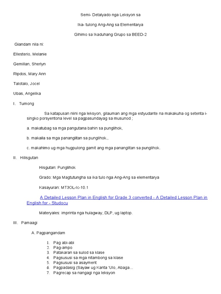 GRADE3 PUNGLIHOK MTB | PDF