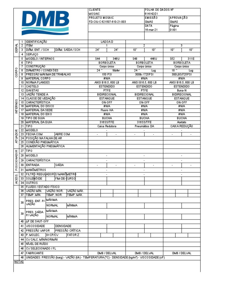 Folha de Dados - Modelo-DMB | PDF | Quantidades físicas | Materiais