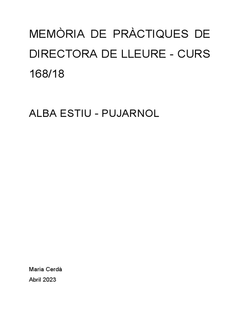Memòria de Pràctiques - Maria Cerdà | PDF