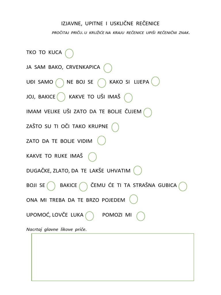 Izjavne, Upitne I Usklične Rečenice | PDF