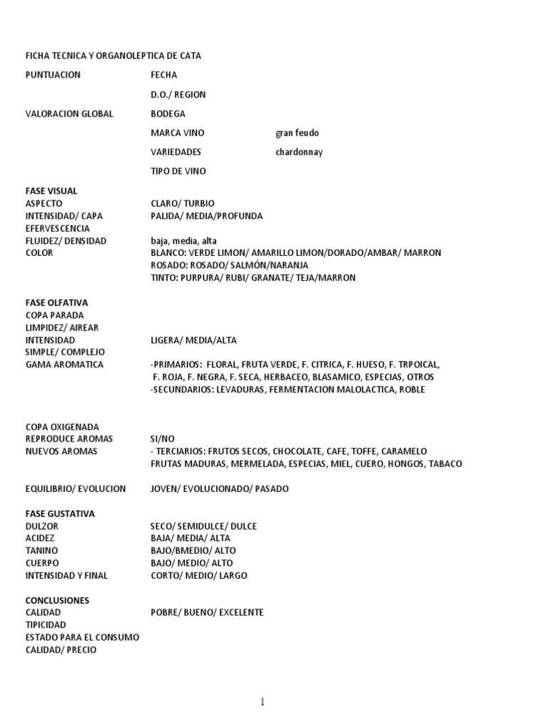 Ficha de Cata Completa Eva Pizarro | PDF | Vino | Color