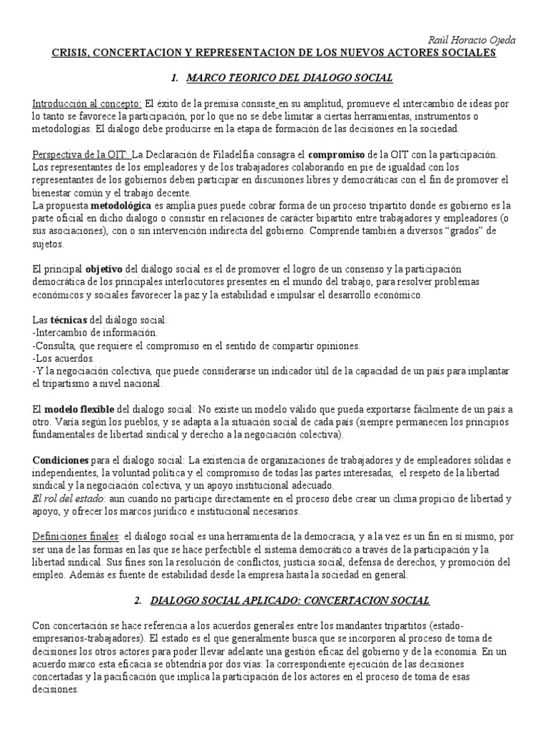 Diálogo Social Y Concertación En Argentina Pdf Democracia