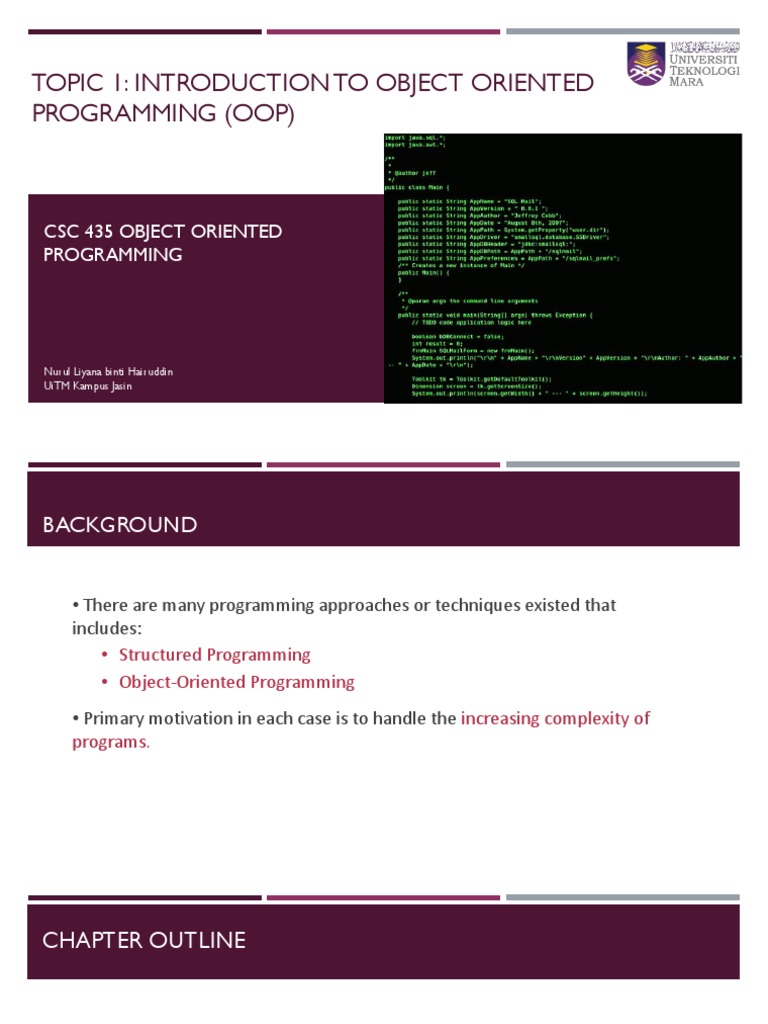 Topic 1 Introduction To Oop Pdf Inheritance Object Oriented Programming Object Oriented