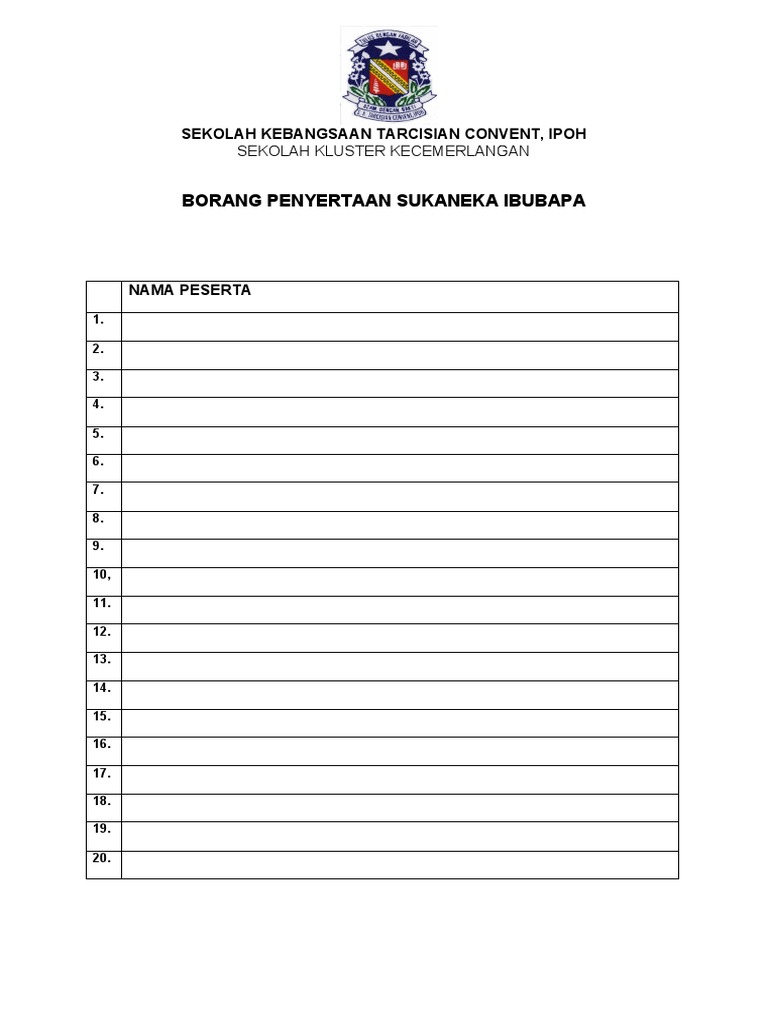 Borang Penyertaan Sukaneka 2 | PDF