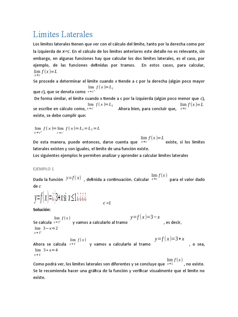 Límites Laterales | PDF | Límite (Matemáticas) | Análisis