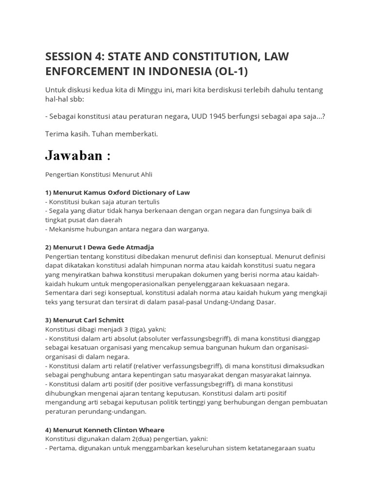 Session 4 State And Constitution Law Enforcement In Indonesia Ol 1 Pdf