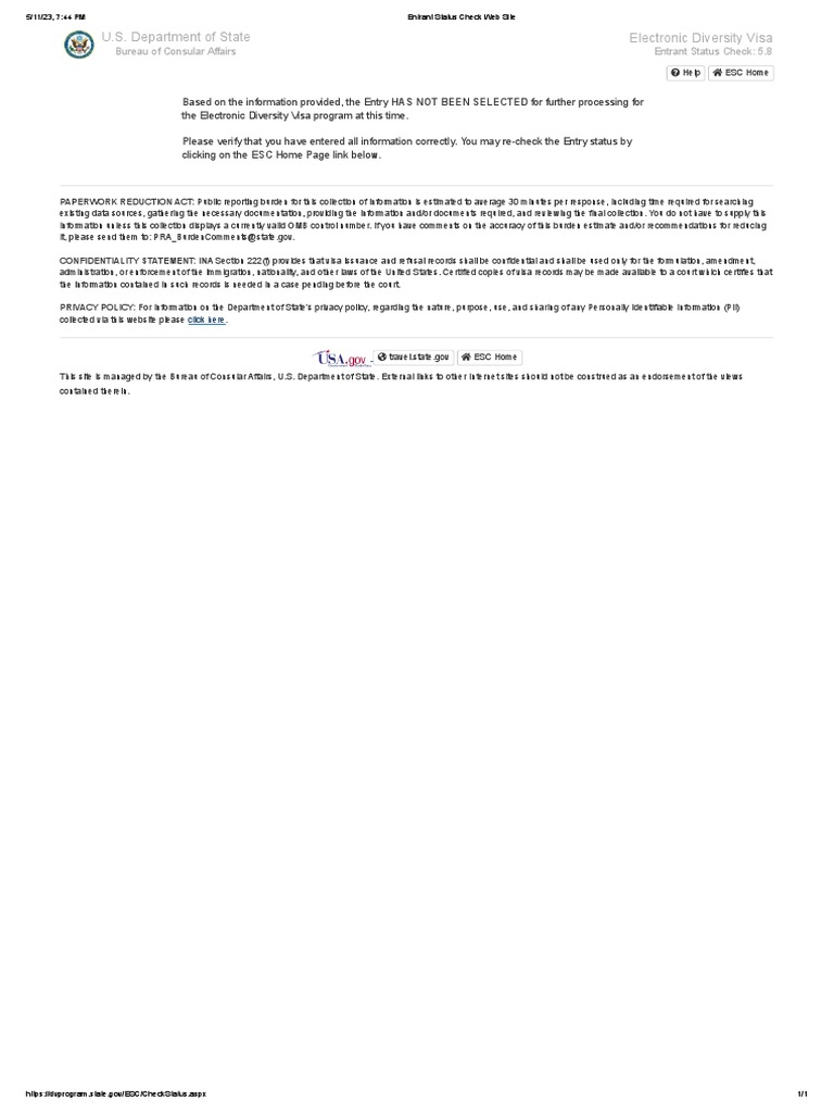 Entrant Status Check Web Site | PDF | Travel Visa | National Security