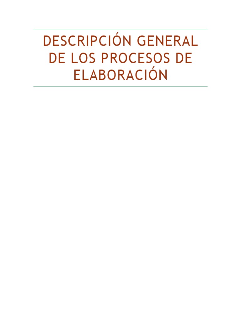 Descripción General de Los Procesos de Elaboración | PDF