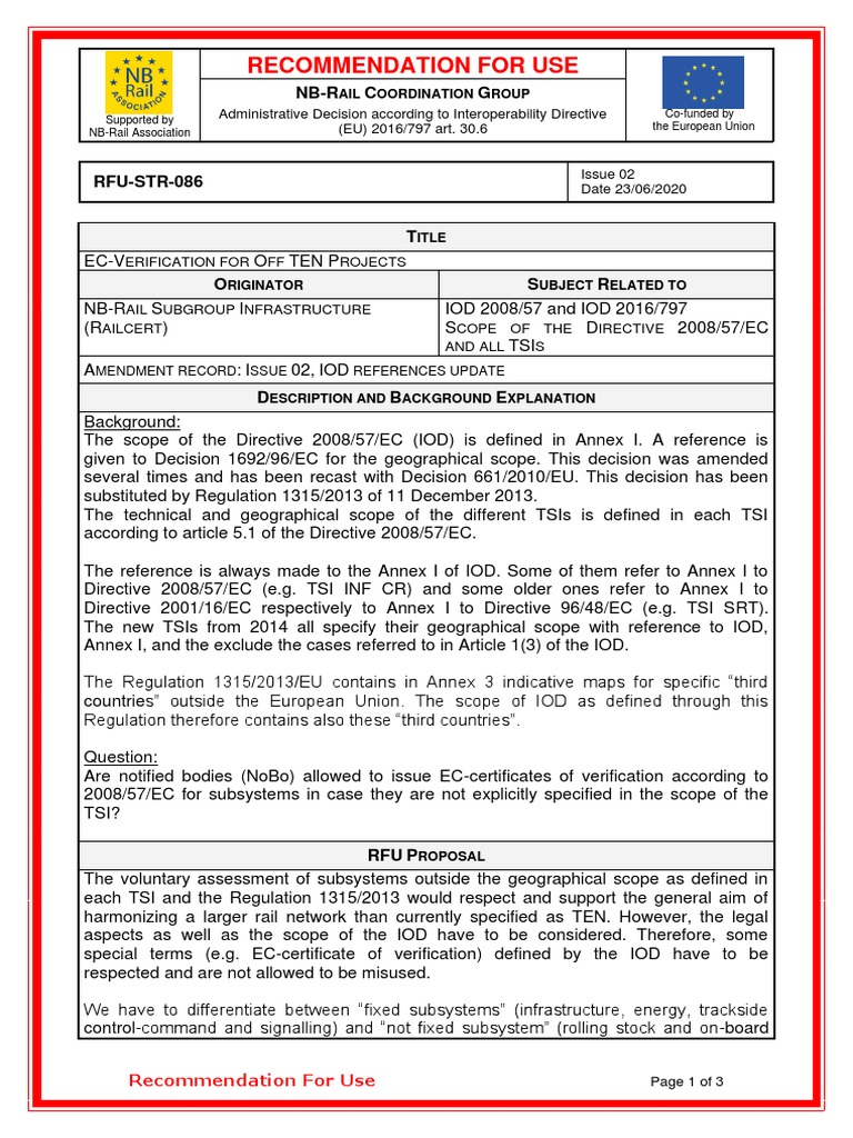 RFU-STR-086 Certification Outside TEN | PDF | European Union | Public Law