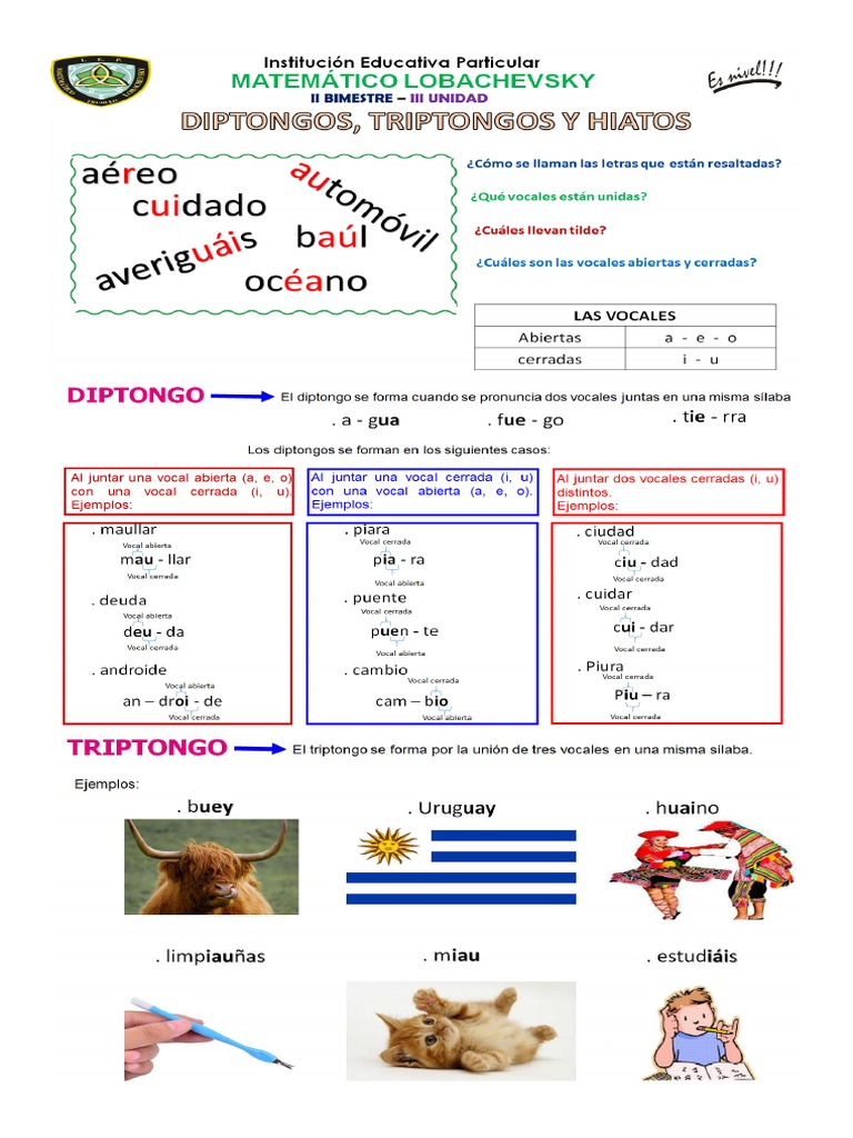 Diptongos, Triptongos y Hiatos | PDF