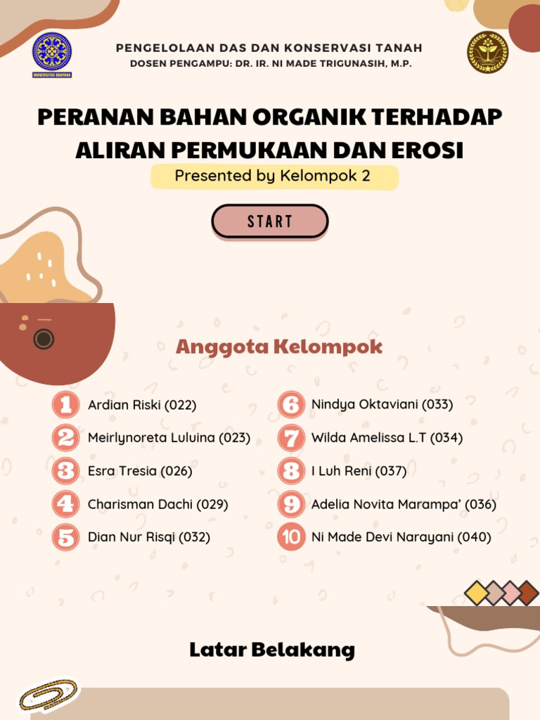 Kelompok 2 - Peranan Bahan Organik Terhadap Aliran Permukaan Dan Erosi ...