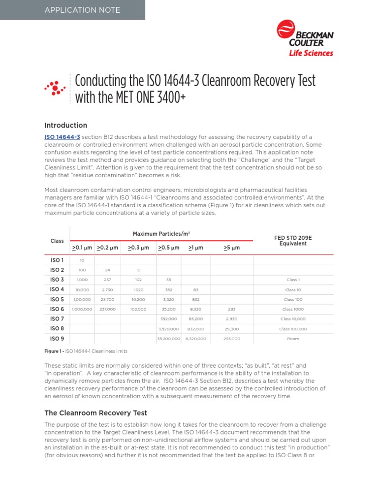 ISO 14644-3 Cleanroom Recovery Test Guide | PDF