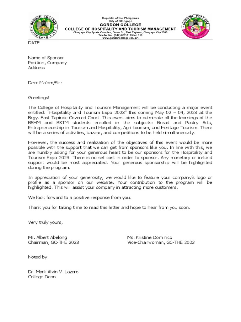 Sponsorship Letter Expo | PDF