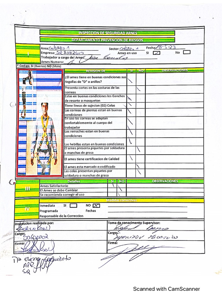 Check List Arnés de Seguridad 18-05 | PDF