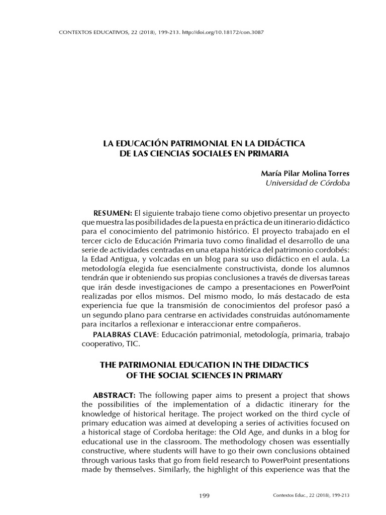 La Educación Patrimonial en La Didáctica de Las CC en Primaria | PDF | Maestros | Enseñando