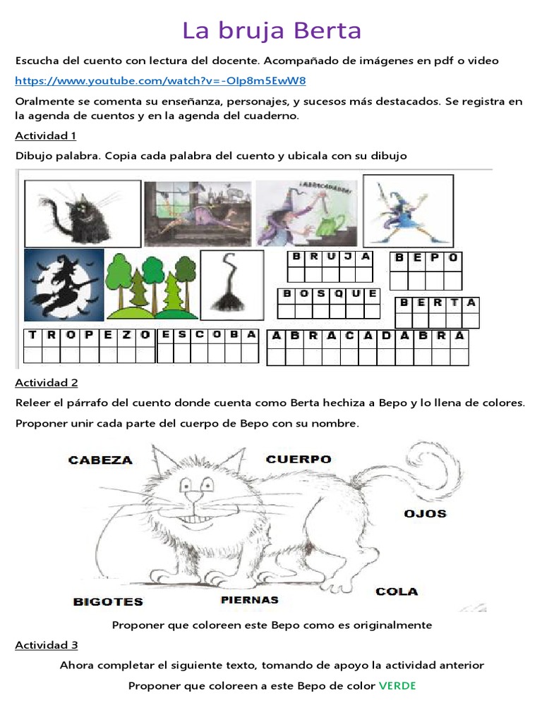 Actividades Didácticas: La Bruja Berta | PDF | Artes del Lenguaje y ...